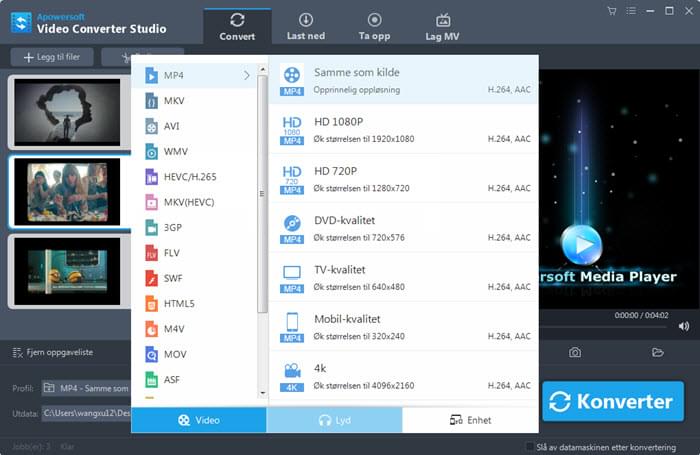 Video Converter Studio – Konverter alle video- og lydformater
